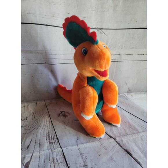 B.J. Toys | Toys | Vintage Bj Toy Orange Dinosaur Plush Fin Teal Red ...